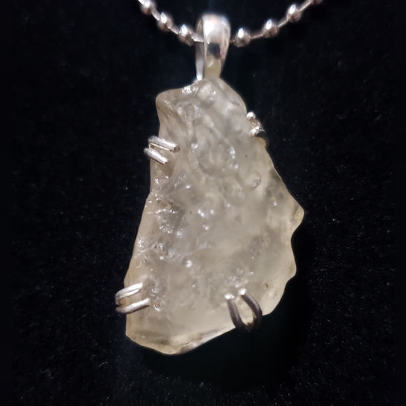 Jewelry | Genuine Libyan Desert Glass Pendant Necklace 925 Sterling ...